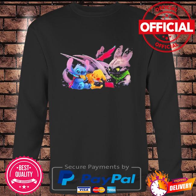 Stitch Pikachu and Toothless Dragon shirt, hoodie, sweater, long sleeve ...